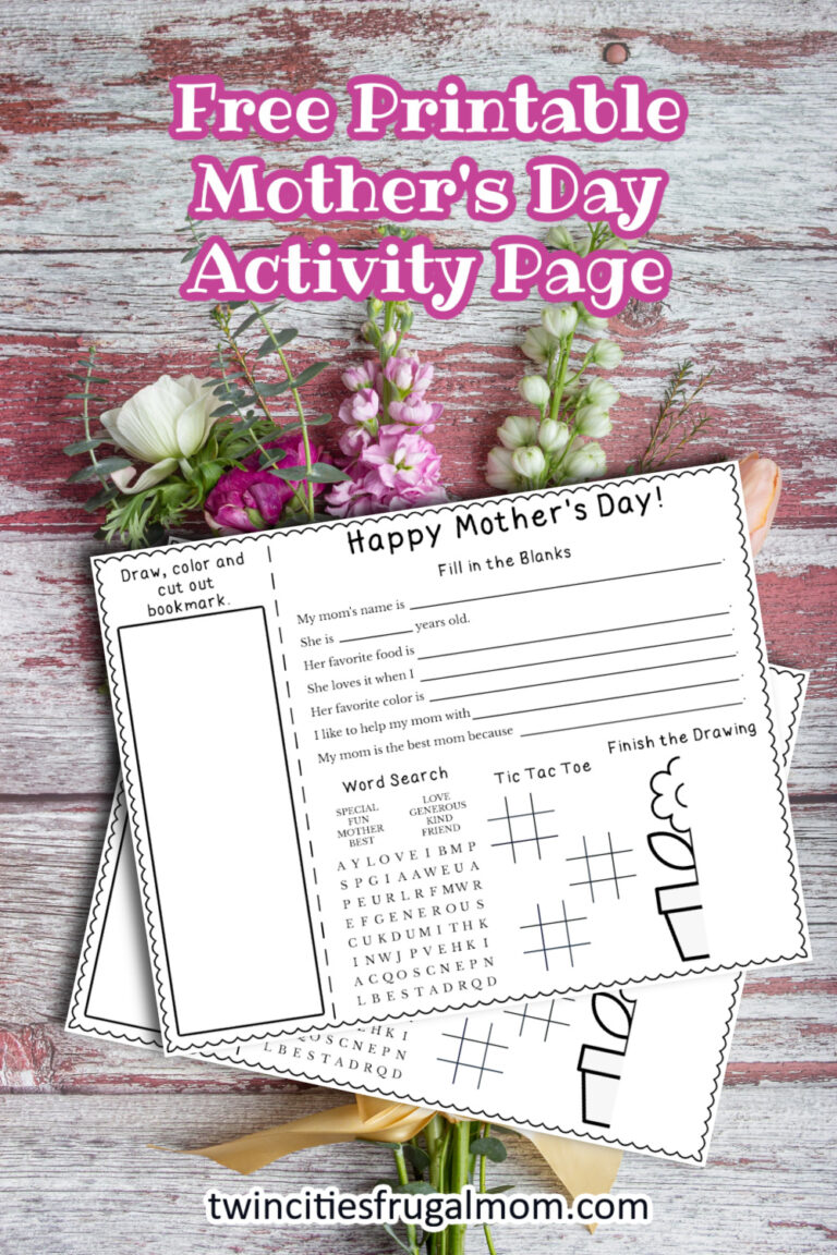 Free Printable Mother's Day Activity Page - Twin Cities Frugal Mom