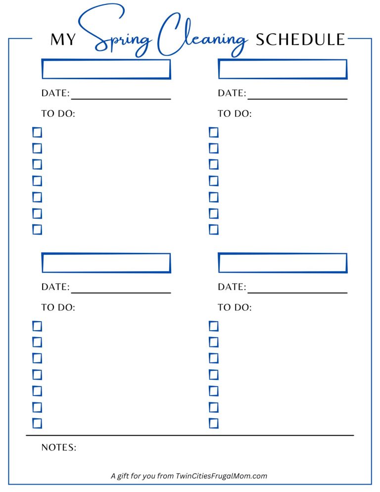 Free Printable Spring Cleaning Checklist - Twin Cities Frugal Mom